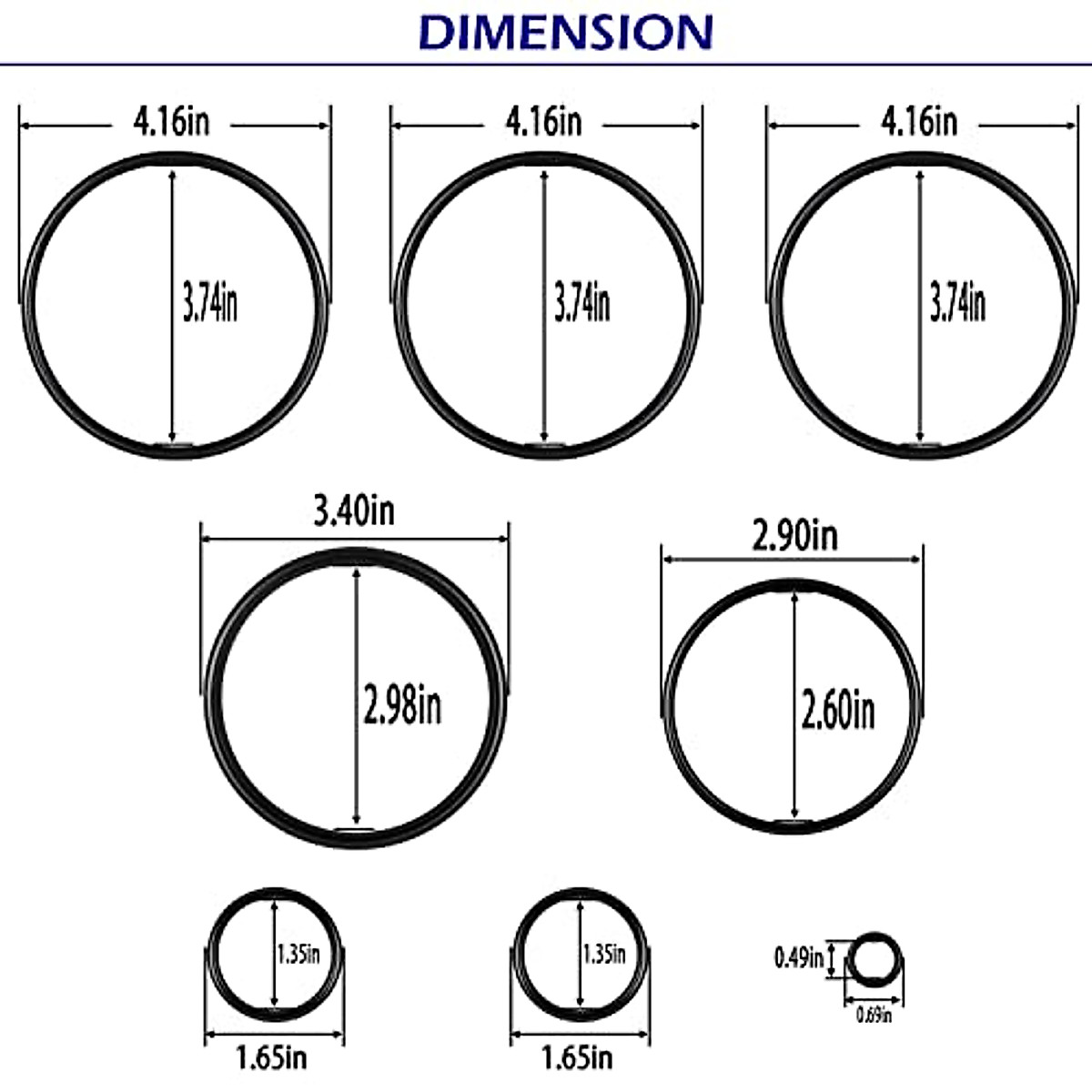 Black R0502500 O-Ring Reseal Kit for Nature2 Water Sanitizer Cleaner Aftermarket Oring Rebuild Kit, Fusion Inground, Fusion Soft,Polaris Scorpio Crystals, 280, 380, Back up Valve (8PCS)