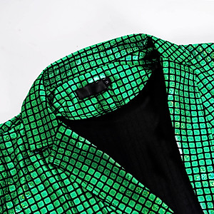 CARUHIF Men's 70s Disco Outfit Rainbow Suit Sequin Jacket and Pants Halloween Party Costume(Z2706GN,4XL)