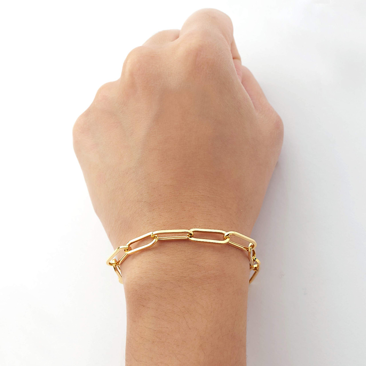 LoveBling 14k Yellow Gold 5mm Paper Clip Link Bracelet (7")