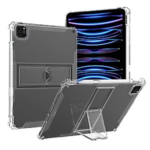Dteck Clear Case for iPad Pro 11 Inch 2022 2021 2020 2018, Thin Slim Lightweight Kickstand Protective Transparent Back Cover with Pen Holder