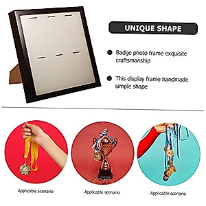 GAFOKI Box Medal Display Frame Multi Purpose Hanger Wood Easel Stand Desktop Decor Sports Medal Display Box Medal Frame Shadow Box Display Case Medal Holder Badge Photo Holder Metal Wood
