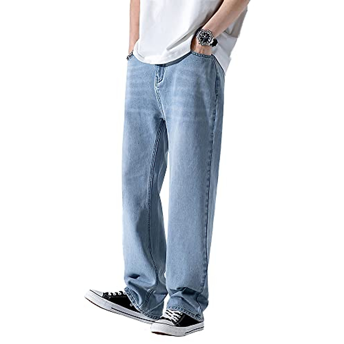 PARVENZA Men's Regular Jeans Classic Denim Pants Straight Trousers (DY05,3XL)