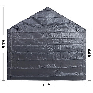 Abba Patio Carport Replacement Sidewall Tarp for 10×20, 8 Legs Carport Frame Tent Garage, Dark Grey(Top and Frame Not Included)