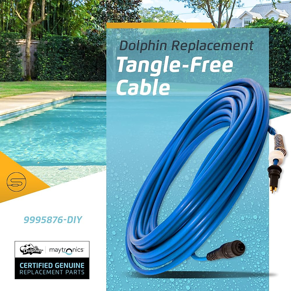 Dolphin Genuine Replacement Part — Durable 78 FT Blue Cable with Swivel for Tangle-Free Operation — 9995876-DIY