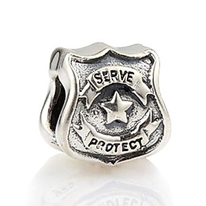 ARTCHARM Shield Charm 925 Sterling Silver To Serve and Protect Charm European Style Bead Charm