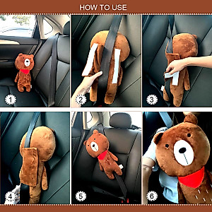 Seat Belt Pillow for Kids，Teddy The Bear Seat Belt Cover Vehicle Protect Shoulder Pads Seat Strap Pillows Kids Seat Belt Cushion for Kids of All Ages All Cars Seat Belts