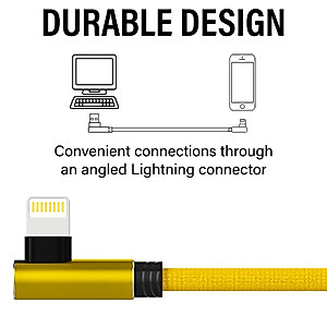 Ironten iPhone Lightning Charger, 1 Pack 6 Ft Yellow Apple MFi Certified Cable Nylon Braided Cable Fast Charging Cord Compatible with iPhone 14 13 12 11 Pro Max XR XS X 8 7 6 Plus SE iPad