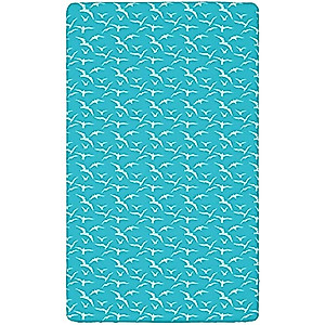 Sky Themed Fitted Crib Sheet,Standard Crib Mattress Fitted Sheet Soft and Breathable Bed Sheets-Baby Sheet for Boys Girls,28“ x52“,Sea Blue and White