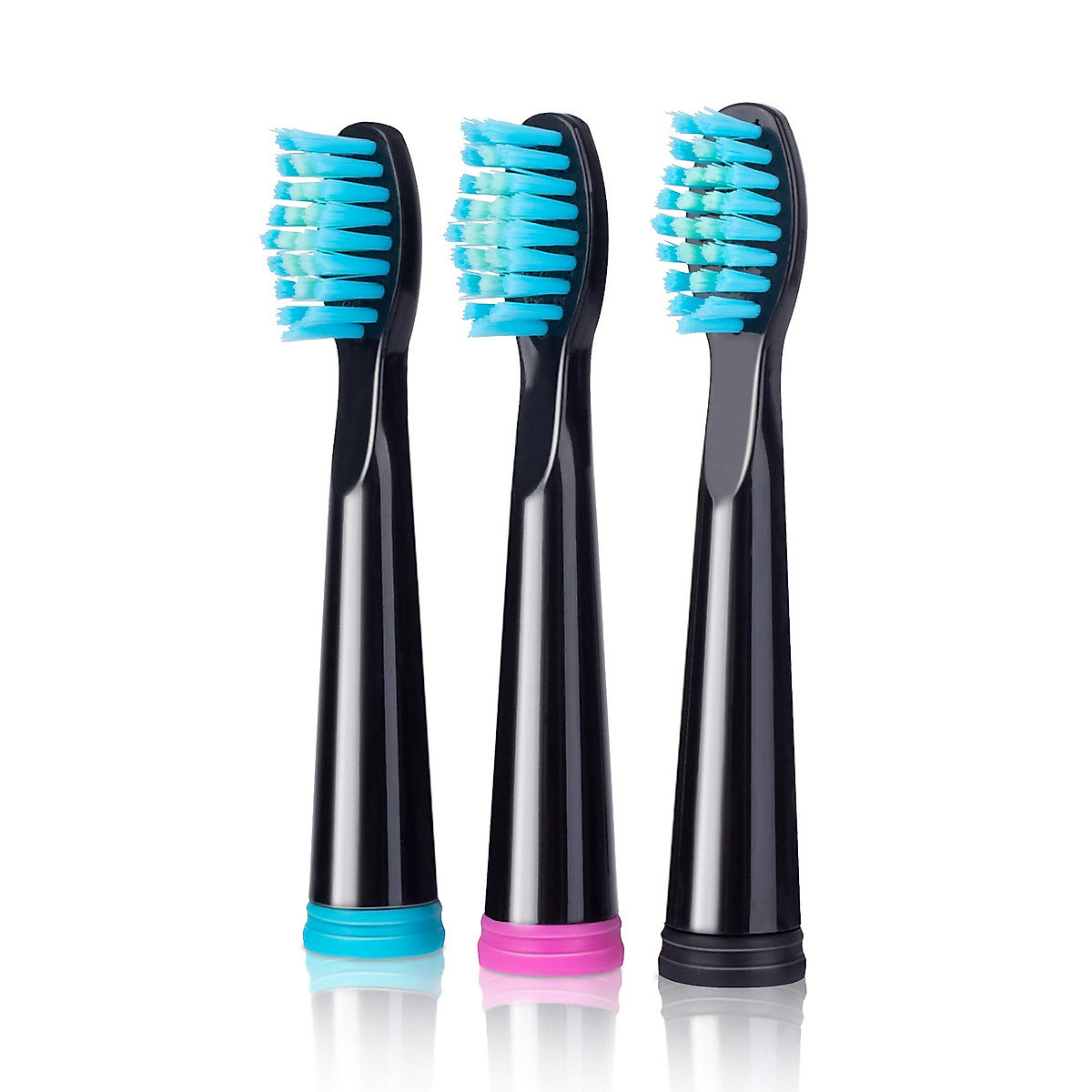 Initio IT959 Replacement Toothbrush Heads Compatible with Dnsly, Professional Electric Toothbrush Heads for SEAGO 958 507 M10 M8, CleanCare Toothbrush Heads Compatible with Oraimo 2303, 3 Pack, Black