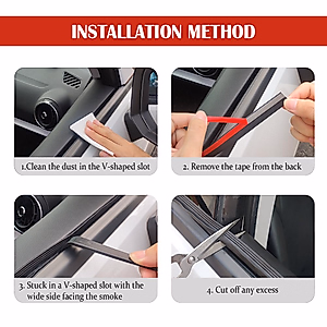 13Ft Car Door Rubber Seal Strip,Silent & Dustproof Rubber Car Window Seal Strip,Universal V-Shaped Self Adhesive Automotive Window Seals Trim with Installation Tool