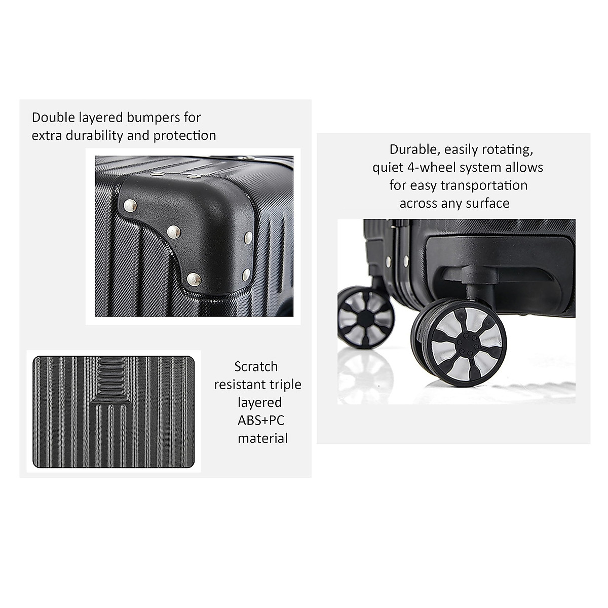 Carry On Luggage Suitcase with Wheels 2-Piece Luggage Sets 20" Carry-On and 14" Small Bag Lightweight Carrying Bag Potable Make up Travel Case - Ivory