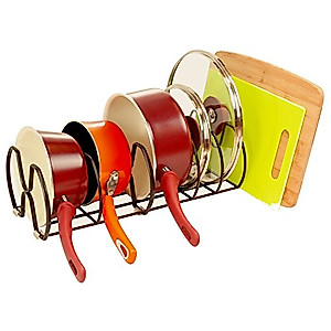 DecoBros Kitchen Cabinet Pot and Lid Holder Organizer, Bronze