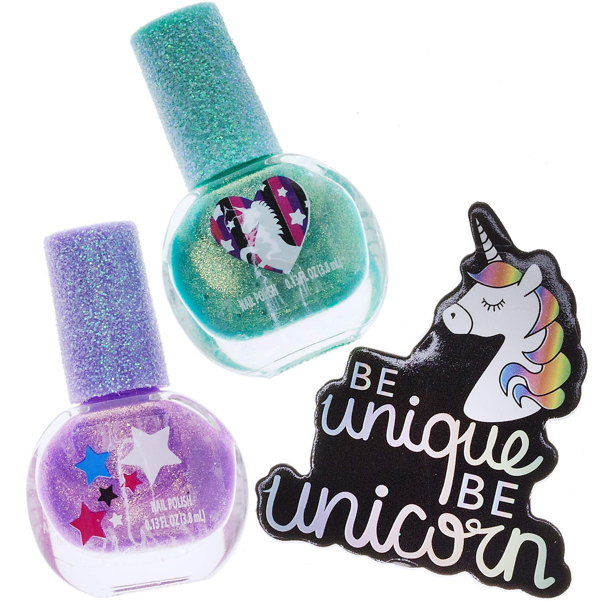 Townley Girl Unicorn Makeup Set with 8 Pieces, Including Lip Gloss, Nail Polish, Body Shimmer and More in Unicorn Bag, Ages 3+ for Parties, Sleepovers and Makeovers