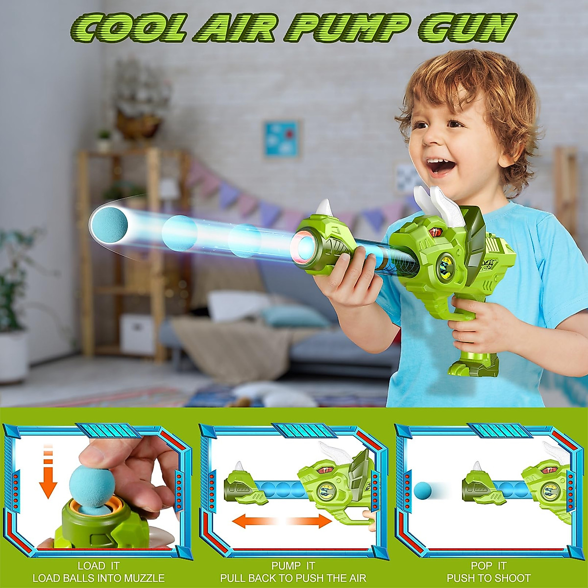 Shooting Game Toy for Kids Age 6, 7, 8, 9, 10+ Years Old Girls Boys Dinosaur Foam Ball Popper Air Guns Toy, Sniper Kids Gun Toy 36 Foam Balls Outdoor Indoor Games, Ideal Idea for 6-12+