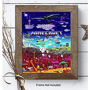 Minecraft Poster - 8x10 Minecraft Wall Decor - Minecraft Party Decorations - Cool Unique Gift for Boys, Men, Gamer, Video Game, Arcade Games, Xbox, Nintendo, Gaming Fan - Game Room Decor