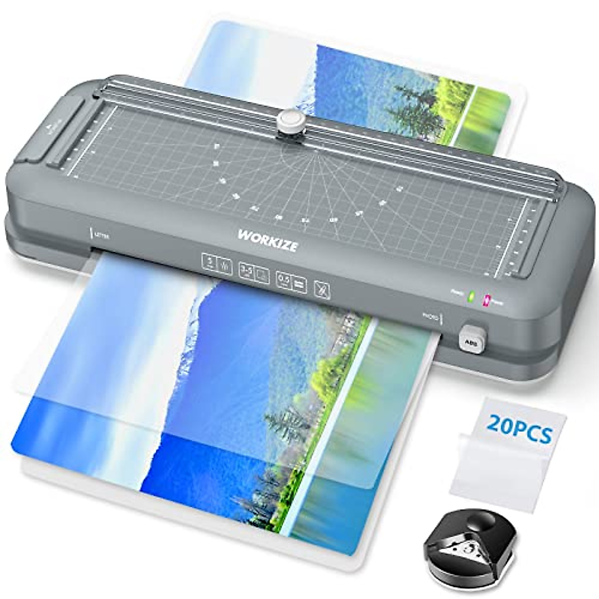Laminator, A4 Laminator Machine, WORIKIZE Thermal Laminator with Laminating Sheets 20 Pouches for Home Office School