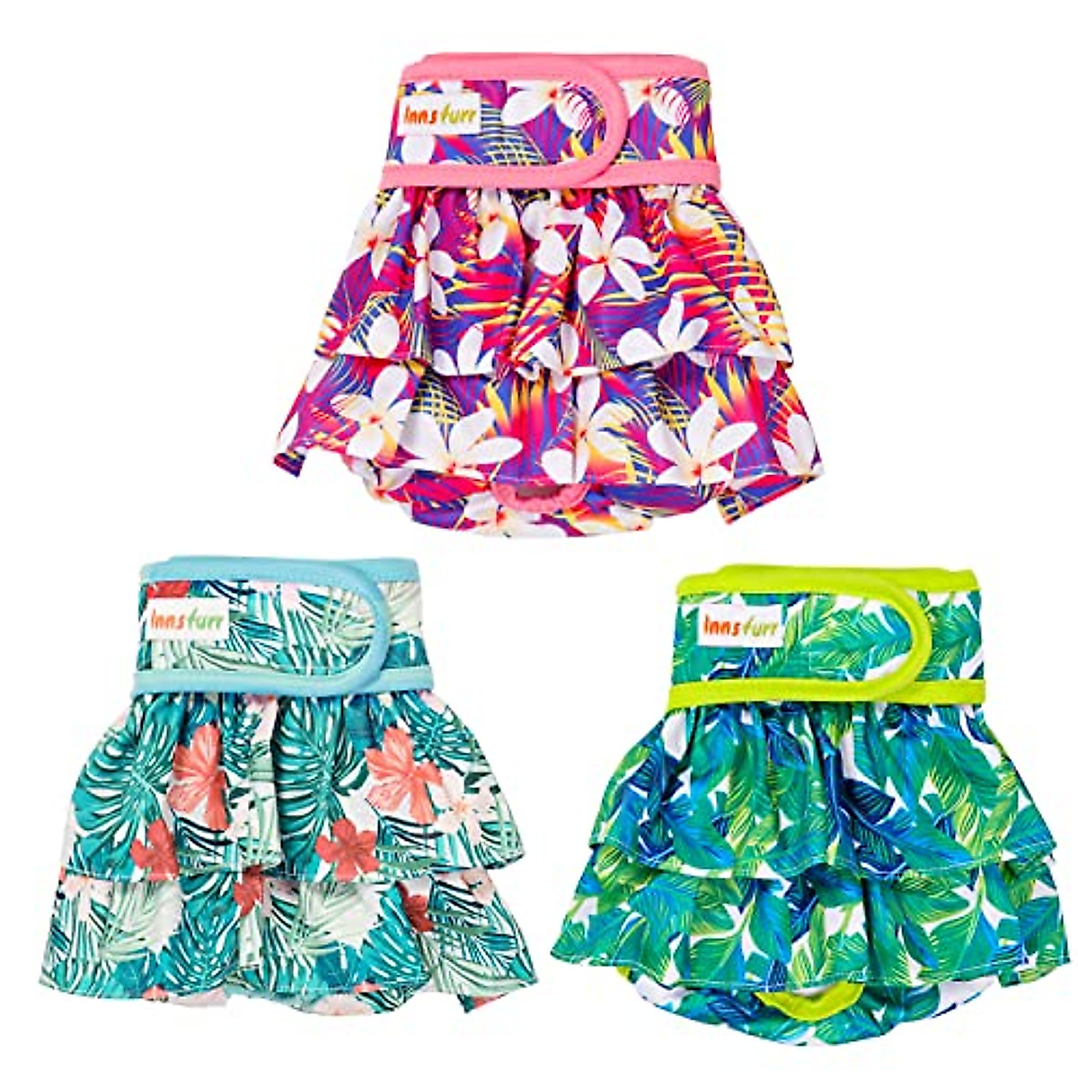 INNSFURR Dog Diapers Female for Heat Cycle Dog Period, Reusable Washable Dog Diapers (Pack of 3), Highly Absorbent with Strong & Flexible Velcro Medium (13”-19” Waist)