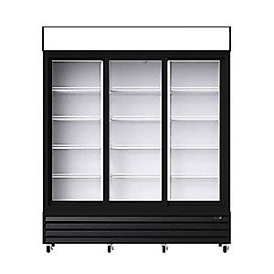 Procool Refrigeration Commercial SLIDING 3-Door Merchandiser - High Efficiency Glass Front Display Cooler; 53 Cubic Ft., black, white