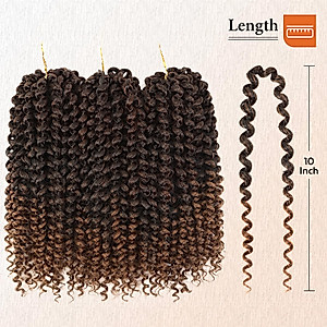 LADY MIRANDA Brown Color Afro kinky Curly Braiding Hair Extensions Jerry Curl Crochet Hair 3X Braid Hair Mixed Dark Brown to Light Brown Short Synthetic Hair Styles (Black&brown)