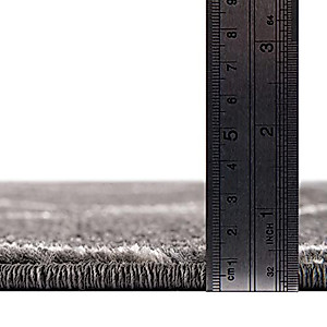 Unique Loom Trellis Frieze Collection Area Rug - Geometric (5' 1" x 8', Dark Gray/ Ivory)