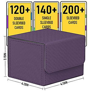 Scimi Commander high-quality leather Deck Box, designed specifically for Magic: The Gathering (MTG) and Trading Card Game (TCG) enthusiasts, hold over 100 sleeved cards (Purple)