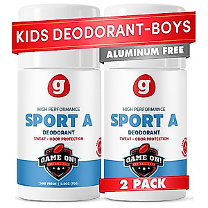 GrowingBasics Deodorant for Boys, Aluminum-Free Kid Safe Deodorant, SPORT A High Performance, Hypoallergenic Solid Stick, Natural Deodorant for Kids, Prevents Body Odor for Boys Ages 8-18 (Set of 2)