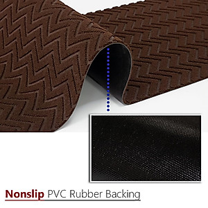 LITA Customized Size Hallway Runner Rug with Rubber Backing, Backed Non-Slip Waterproof, Washable Outdoor Indoor Carpet for Floor, Entryway, Kitchen, Laundry, Balcony, Garage, Brown Triangle, 2' x 10'