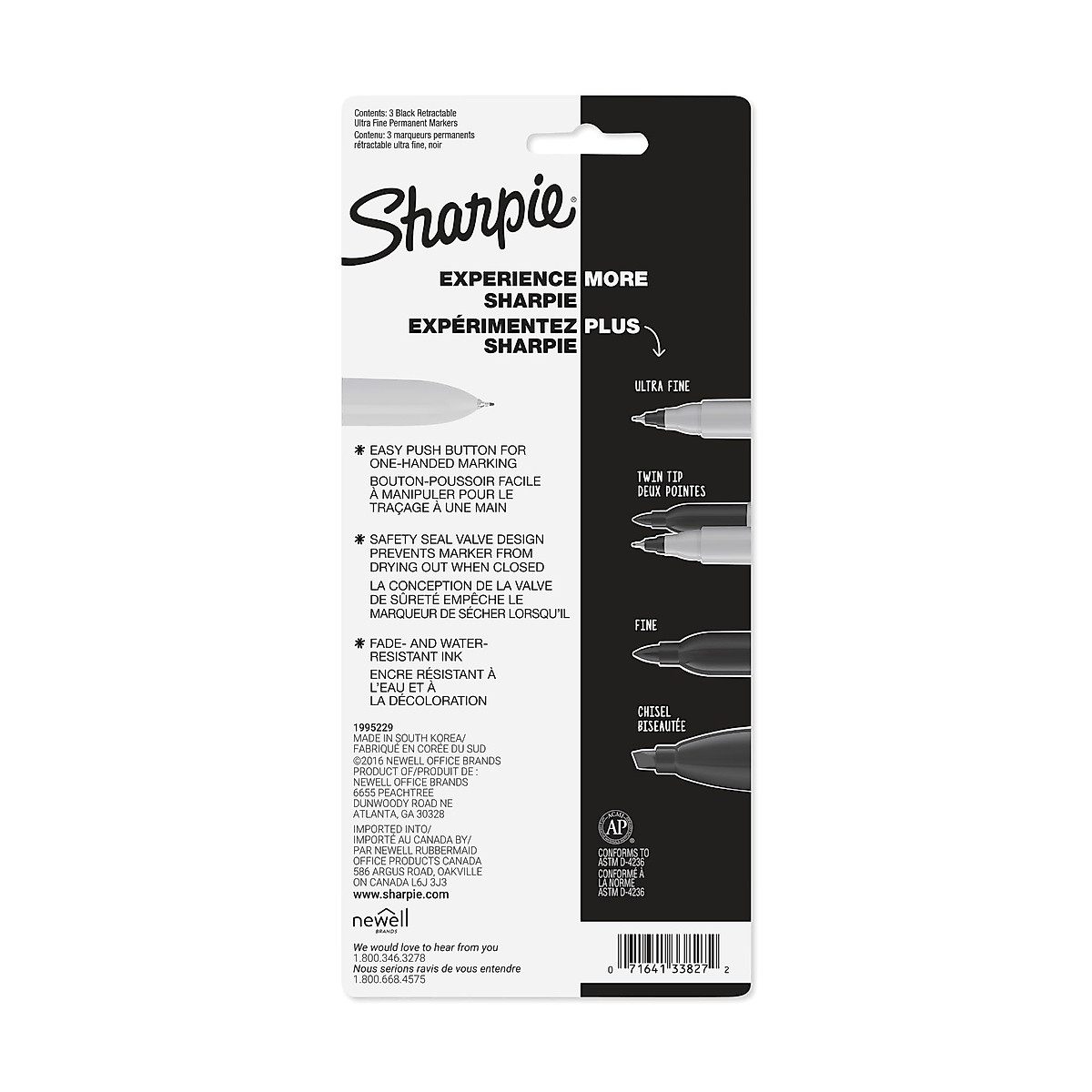 Sharpie Retractable Permanent Markers, Ultra Fine Point, Black, 3 Count