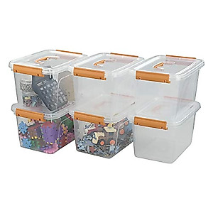 Farmoon 6 Quart Clear Storage Bin, Small Plastic Stackable Box/Container with Lid, 6 Packs, R