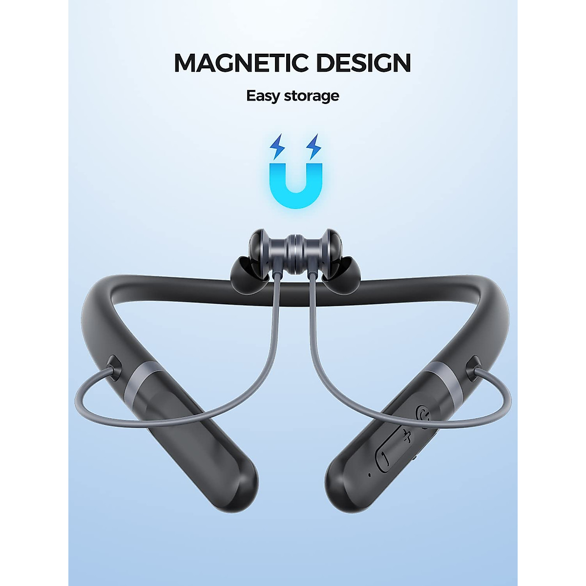 Bluetooth 5.2 Neckband Headphones Around the Neck Bluetooth Earphones with 35H Playtime, Noise Cancelling Wireless Neckband Earbuds USB-C Fast Charging/IPX8 Waterproof/Magnetic Design, for Sport