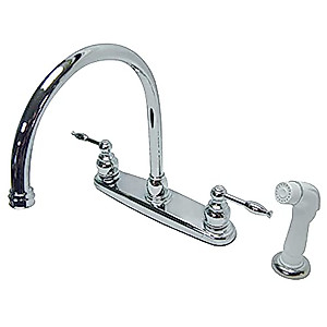 Kingston Brass KB2791KL Knight Goose Neck Kitchen Faucet with White Sprayer, 8-3/4-Inch , Polished Chrome