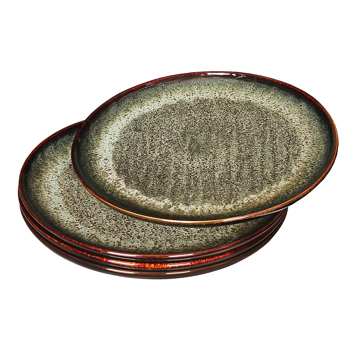 jinsongdafa Ceramic Dinner Plates Dish Set,Set of 4,for Lunch snacks -Microwave Oven & Dishwasher Safe,Scratch Resistant,Dinnerware Kitchen Porcelain Serving Dishes 10 Inch Round