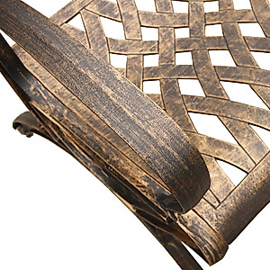 Oakland Living Modern Ornate Outdoor Mesh Aluminum 59-in Large Bronze Round Patio Dining Set with Lazy Susan and Six Chairs