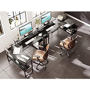 ODK L Shaped Computer Desk, 54" Reversible Corner Computer Desk with Storage Shelves & Monitor Stand, Home Office Desk, Gaming Desk, Writing Desk, Black