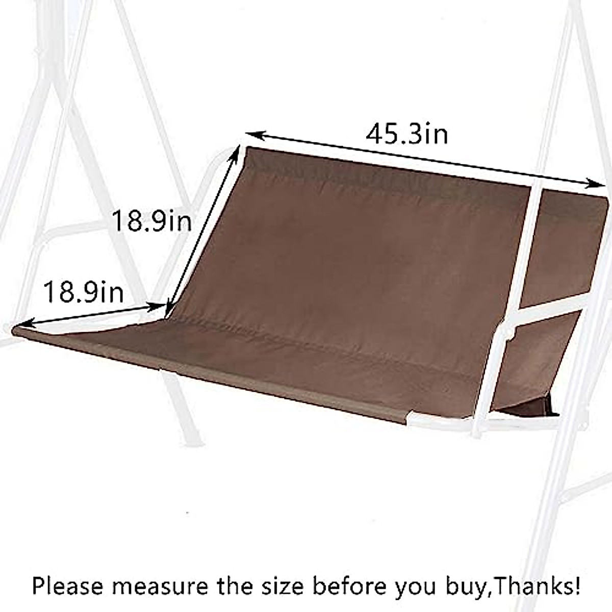 Typutomi Swing Seat Cover Replacement, 600D Thickened Oxford Waterproof Chair Bench Replacement Cover Outdoor Swing Cushion Cover for 2/3 Seat Patio Garden Swing Chair(Coffee, S - 45.3x18.9x18.9in)