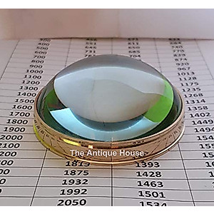 Vintage Solid Brass Desk Magnifying Glass Chart Paper Reader Weight Magnifier