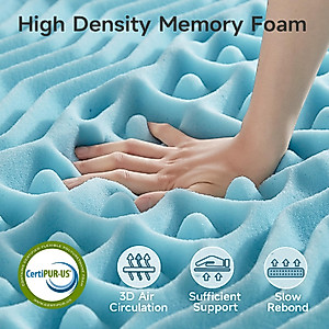 7 Zone Mattress Topper 3 Inch, King Size, Cooling Gel Mattress Topper with Soft Cover, Dual Layer Zonal Support Fome, Non-Slip, Pressure Relief & Back Pain, CertiPUR-US Certification
