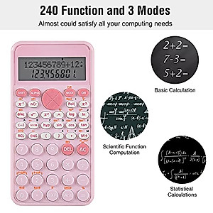 EooCoo 2-Line Standard Scientific Calculator, Portable and Cute School Office Supplies, Suitable for Primary School to College Student Use - Pink