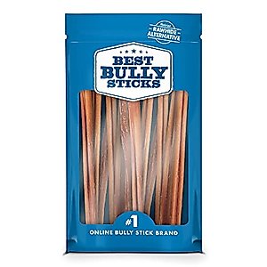 Best Bully Sticks 12 Inch All-Natural Bully Sticks for Dogs - 12” Fully Digestible, 100% Grass-Fed Beef, Grain and Rawhide Free | 12 Pack