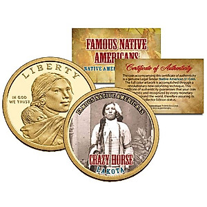 CRAZY HORSEFamous Native Americans Sacagawea Dollar US $1 Coin LAKOTA Indians