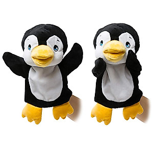 HollyHOME Plush Zoo Friends Hand Puppet Animal Puppet Penguin for Kids Storytime 14 Inches Black