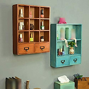 LLRYN Rustic Wall Shelf - Solid Wood, Suitable for All Kinds of Scenes, Living Room, Bedroom, Kitchen, Office (Color : Blue)