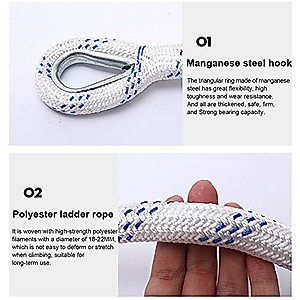 LQX Rope Ladder Emergency Escape Safety Ladder with Hooks Flame Resistant Soft Fast to Deploy, for Home Outdoor Climbing Office Buildings Playground/3M