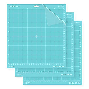 Funnycut LightGrip Cutting Mat for Cricut Maker 3/Maker/Explore 3/Air 2/Air/One( 12x12 Inch, 3 Pieces) Cricket Mats Replacement Accessories for Cricut