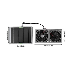 Diydeg Solar Panel Fan Kit, 100W 12V Waterproof Cooling Ventilation Solar Powered Dual Exhaust Fan Set with Cable, Outdoor Portable Mini Ventilator for Small Chicken Coops, Greenhouse, Pet House