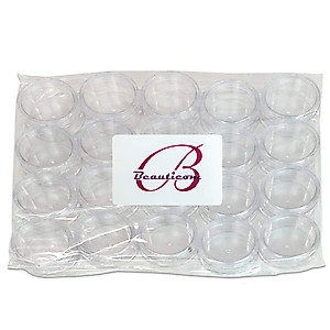 Beauticom 10g/10ml (0.35 Fl Oz) Round Clear Jars with Round Top Lids for Creams, Lotions, Make Up, Powders, Glitters, and more... (Color: Clear Lid, Quantity: 40 Pieces)