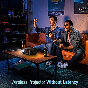 WiFi Mini Projector, DBPOWER 8000L HD Video Projector with Carrying Case&Zoom, 1080P and iOS/Android Sync Screen Supported, Portable Home Movie Projector Compatible w/Smart Phone/Laptop/PC/DVD/TV