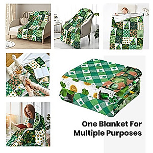 Abaysto Gnome Blanket St. Patrick's Day Blanket for Kids Super Soft Flannel Fleece Throw Blankets Lucky Clover Lightweight Cozy Warm Fuzzy Plush Microfiber Blankets for Couch Bed Sofa 40''x50''