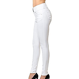 wax jean Women's High-Rise Push-Up Super Comfy 3-Button Skinny Jeans 0/24 White
