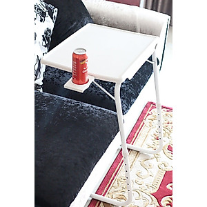 Table Mate II TV Tray Table - Folding TV Dinner Table, Couch Table Trays for Eating Snack Food, Stowaway Laptop Stand, Portable Bed Dinner Tray - Adjustable TV Table with 3 Angles, Cup Holder, White